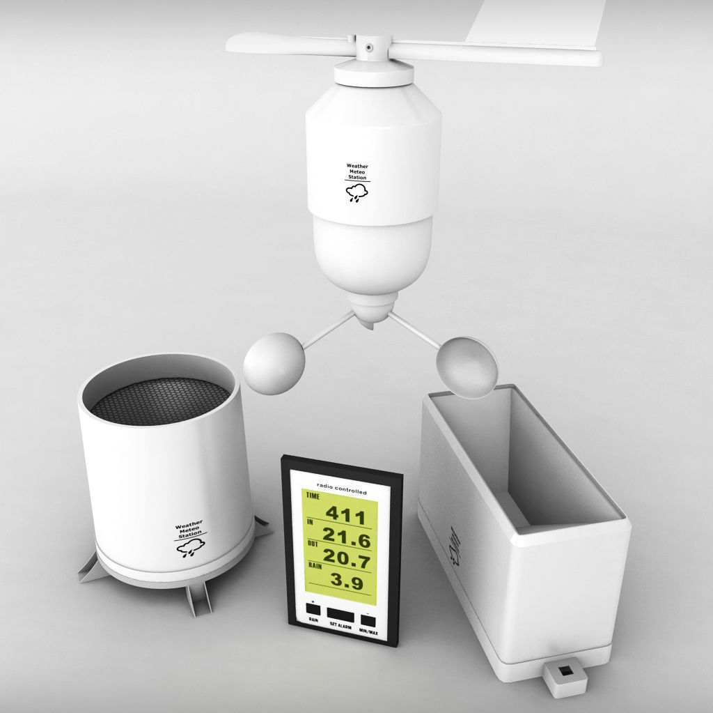 3D model Weather meteo station wireless set pack low poly VR / AR / low ...