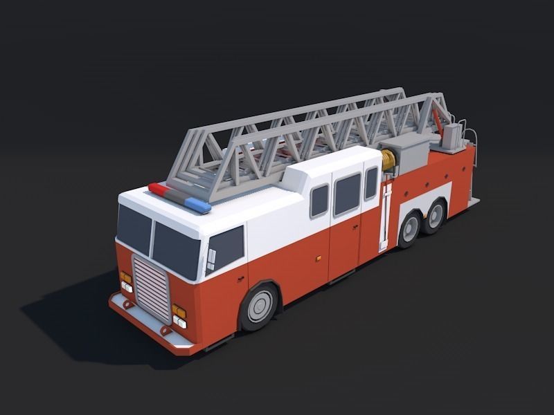 3D model Low Poly Fire Truck VR / AR / low-poly | CGTrader