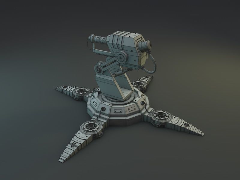 Flamethrower Turret Lvl 01 3D Model OBJ 3DS FBX C4D | CGTrader.com