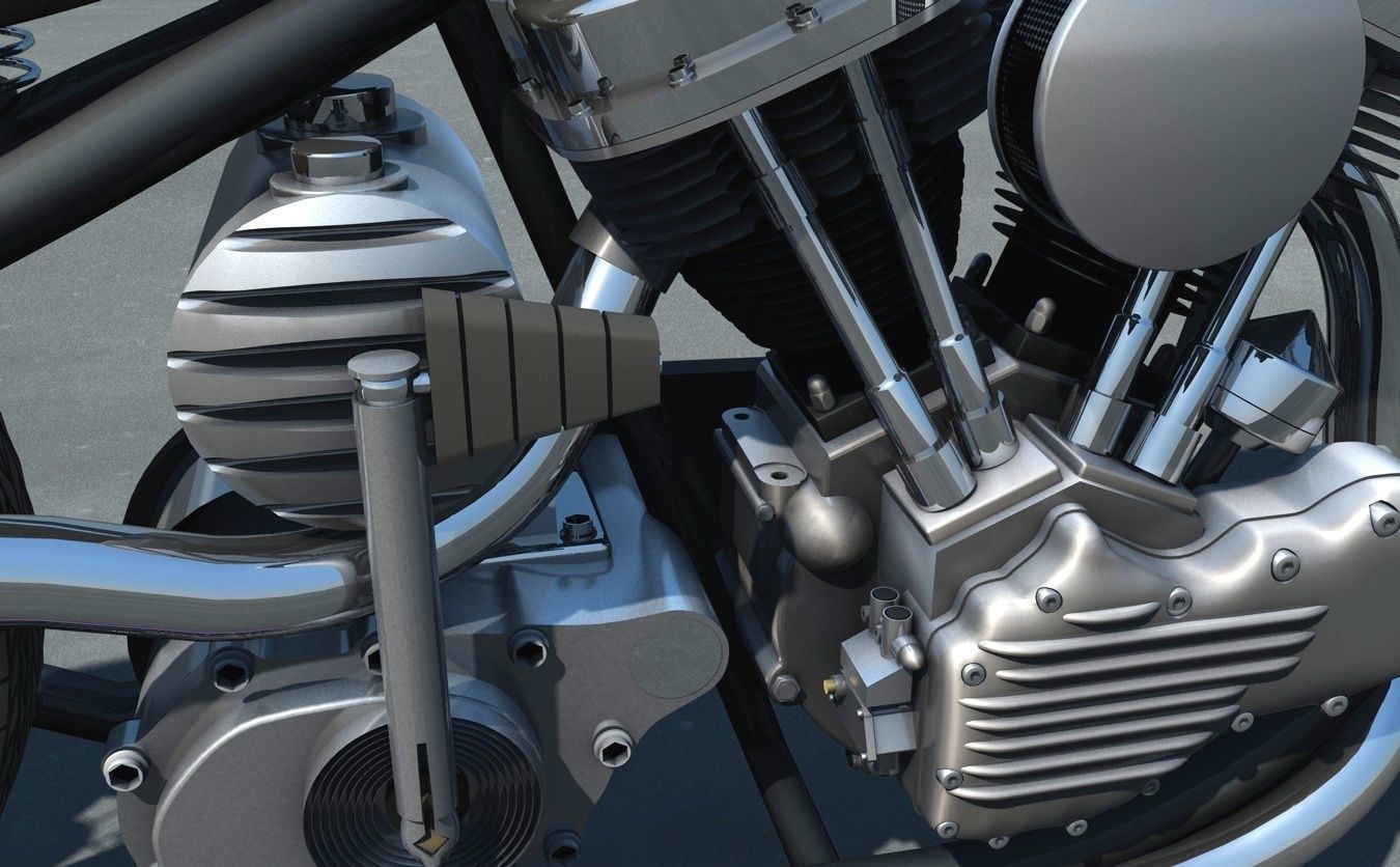 Bobber Custom Motorcycle with Panhead Motor 3D model | CGTrader