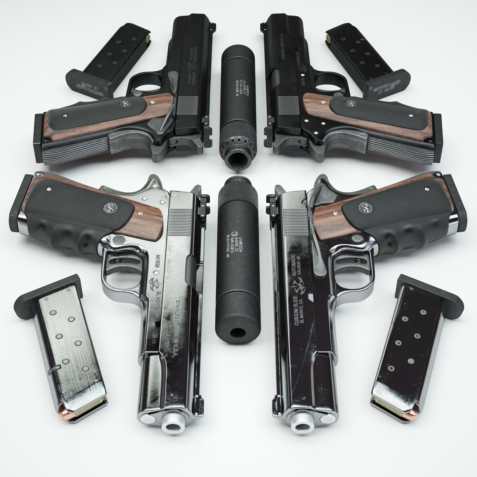 AMT Hardballer - Silverballer 3D model | CGTrader