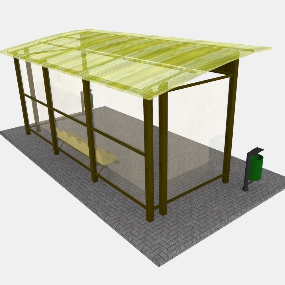 Small bus stop v2 3D model | CGTrader