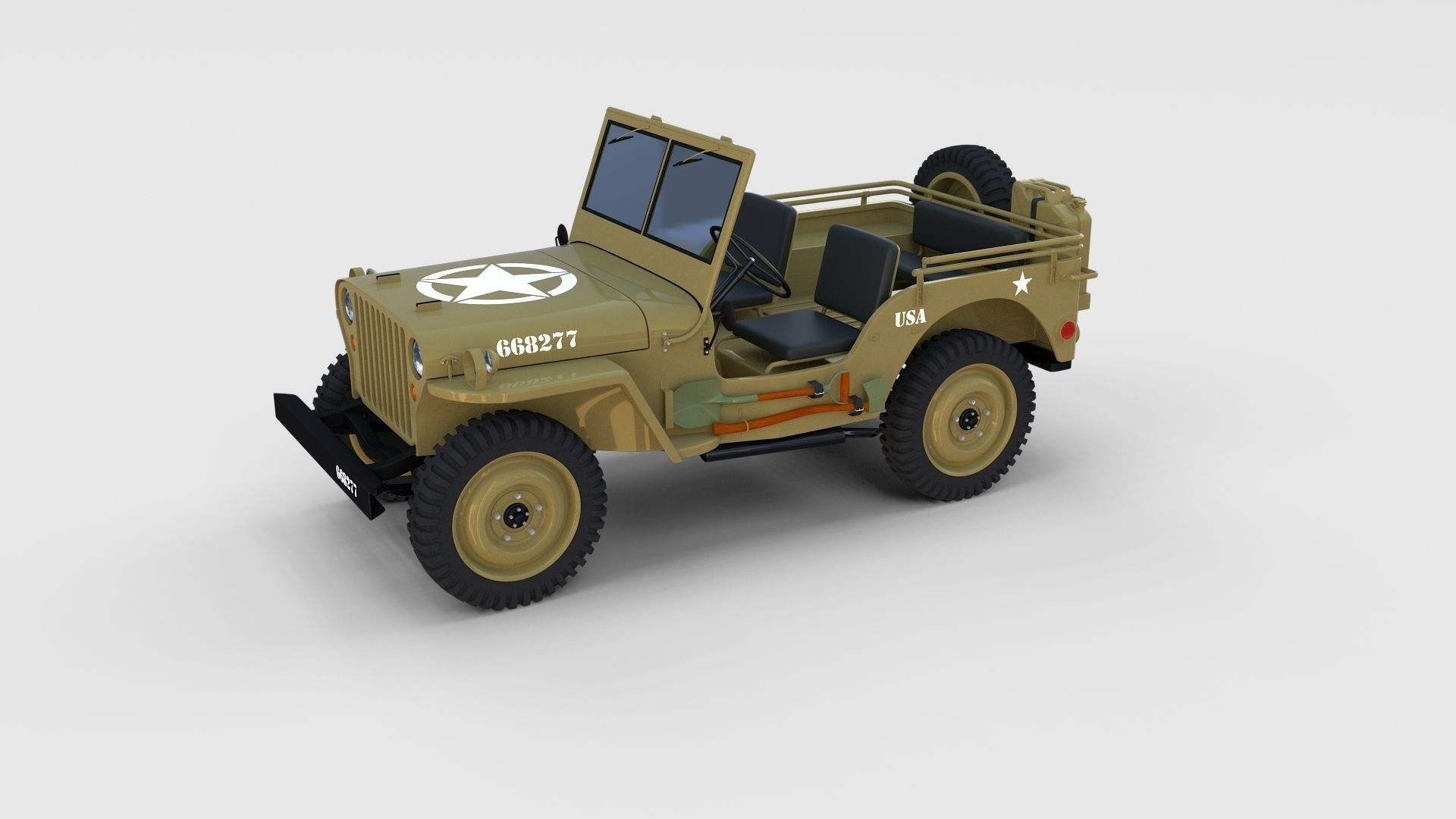 Full w chassis Jeep Willys MB Military Desert rev 3D model | CGTrader