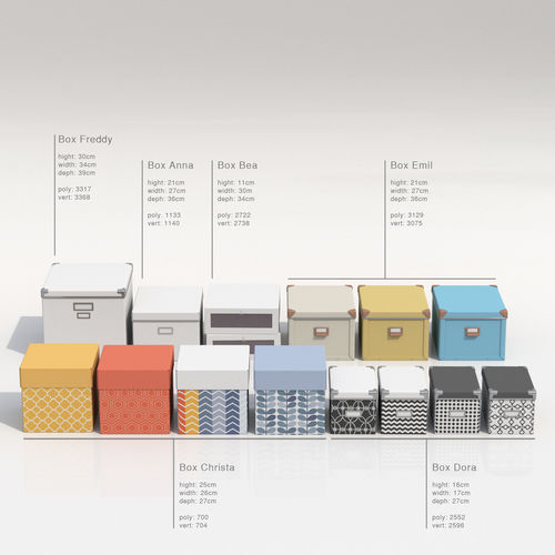 Collection of storage boxes 3D model | CGTrader