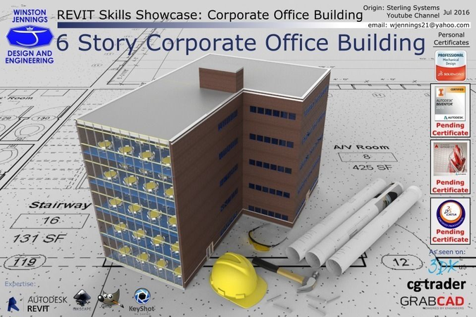 Revit Skills Showcase 6 Story Corporate Office Building free 3D model ...