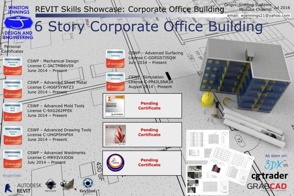 Revit Skills Showcase 6 Story Corporate Office Building free 3D model ...