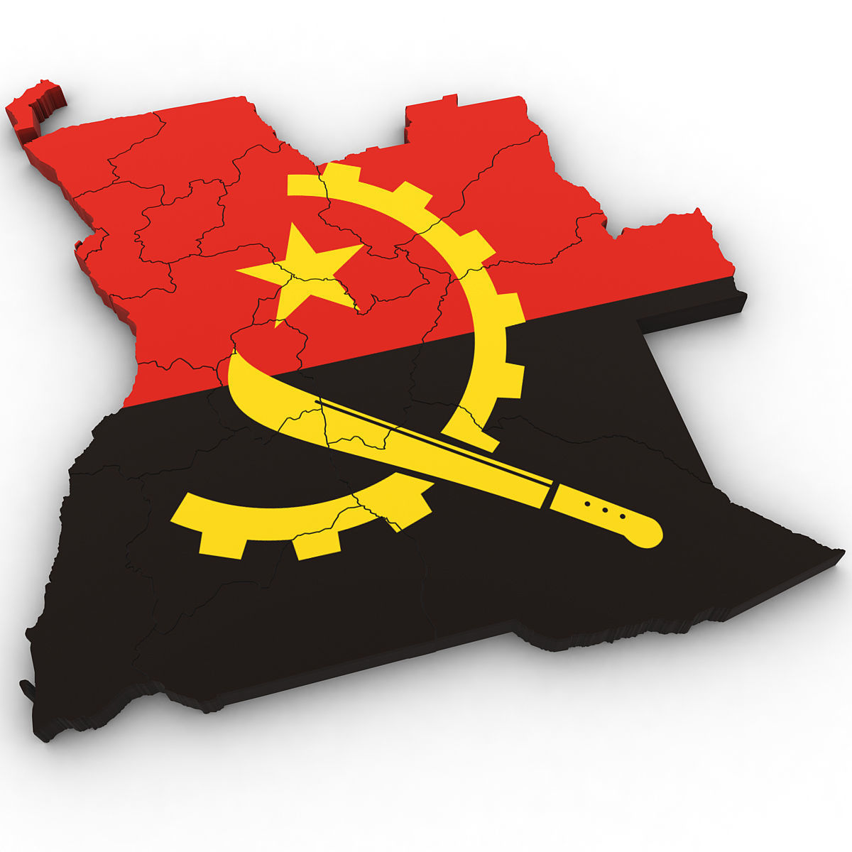 3d Political Map of Angola 3D model | CGTrader