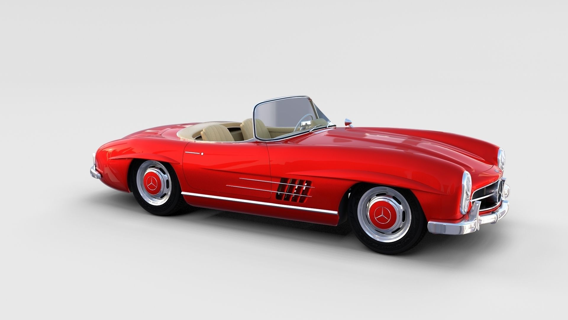 Fully Modelled Mercedes 300SL Roadster Red rev 3D model | CGTrader