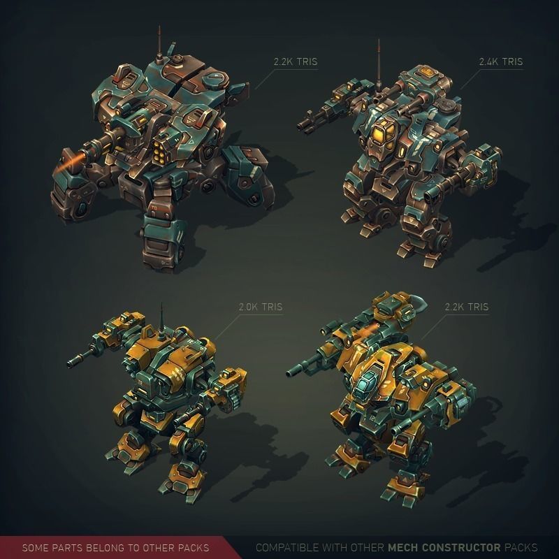 3D model Mech Constructor - Spiders and Tanks VR / AR / low-poly rigged animated | CGTrader