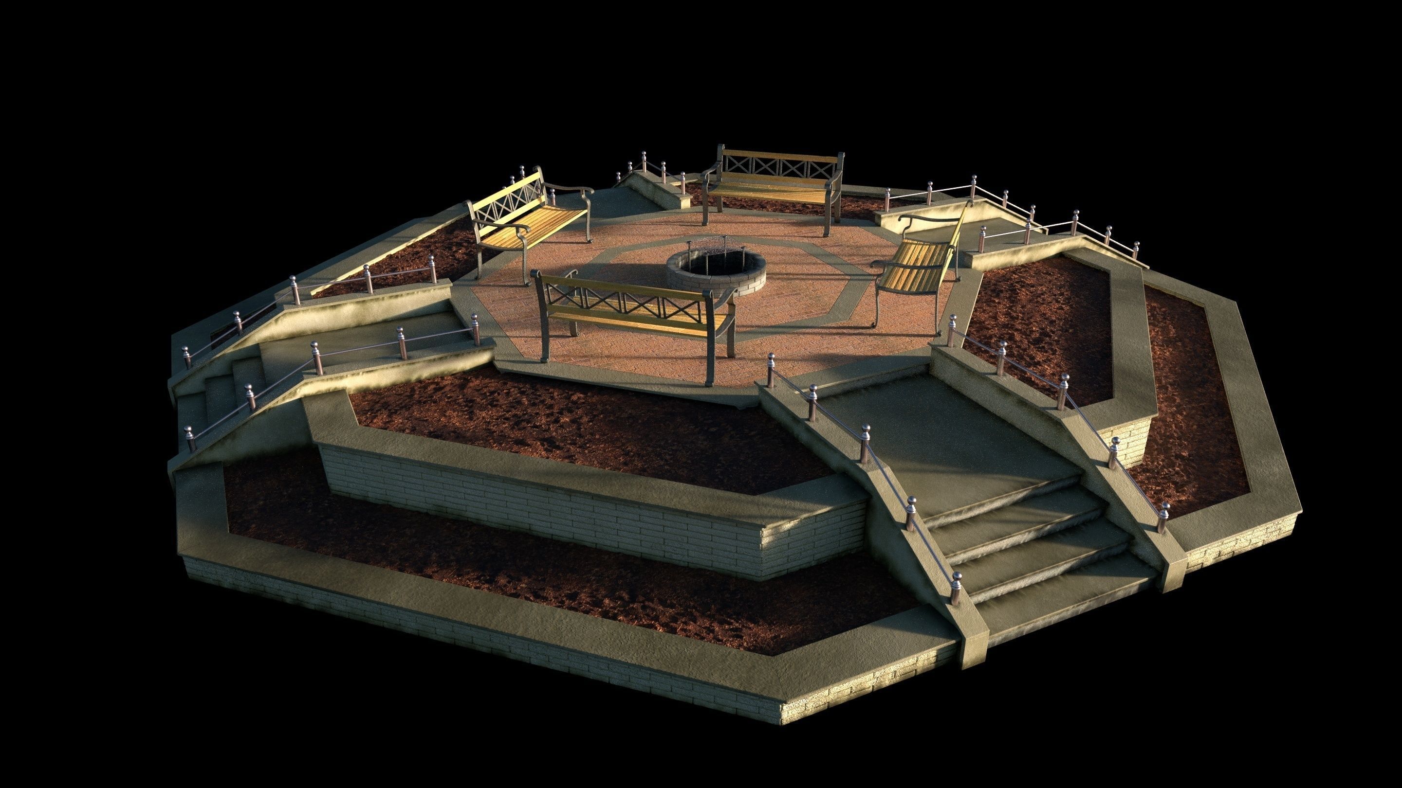 Large Octagon Garden Bed with PBR 3D model | CGTrader