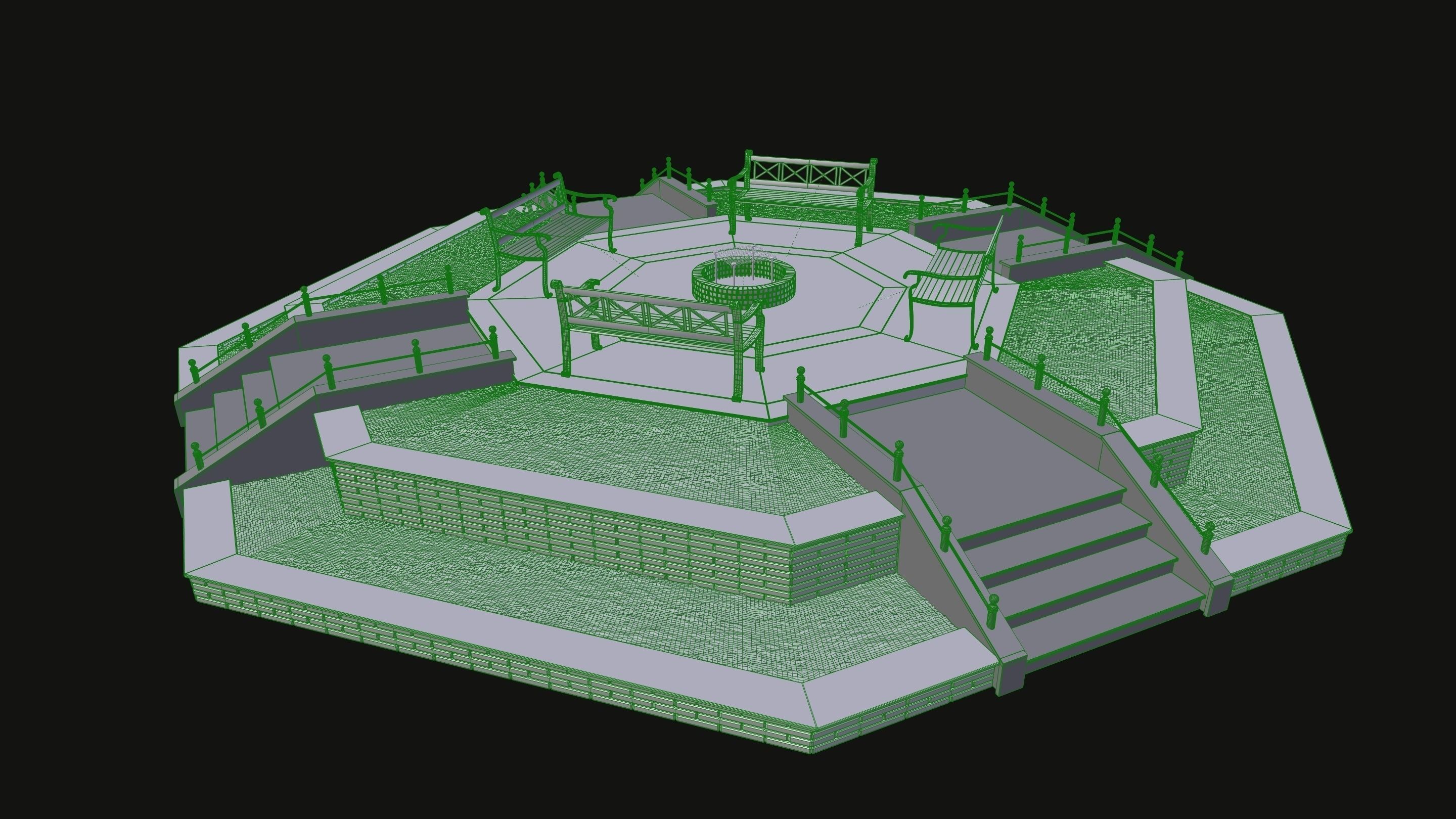 Large Octagon Garden Bed with PBR 3D model | CGTrader