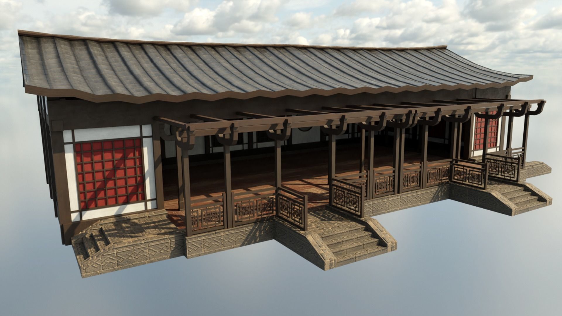 3D model Modular Asian Dojo VR / AR / low-poly | CGTrader