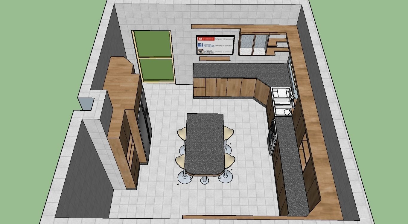 Kitchen design with Island 3D model | CGTrader