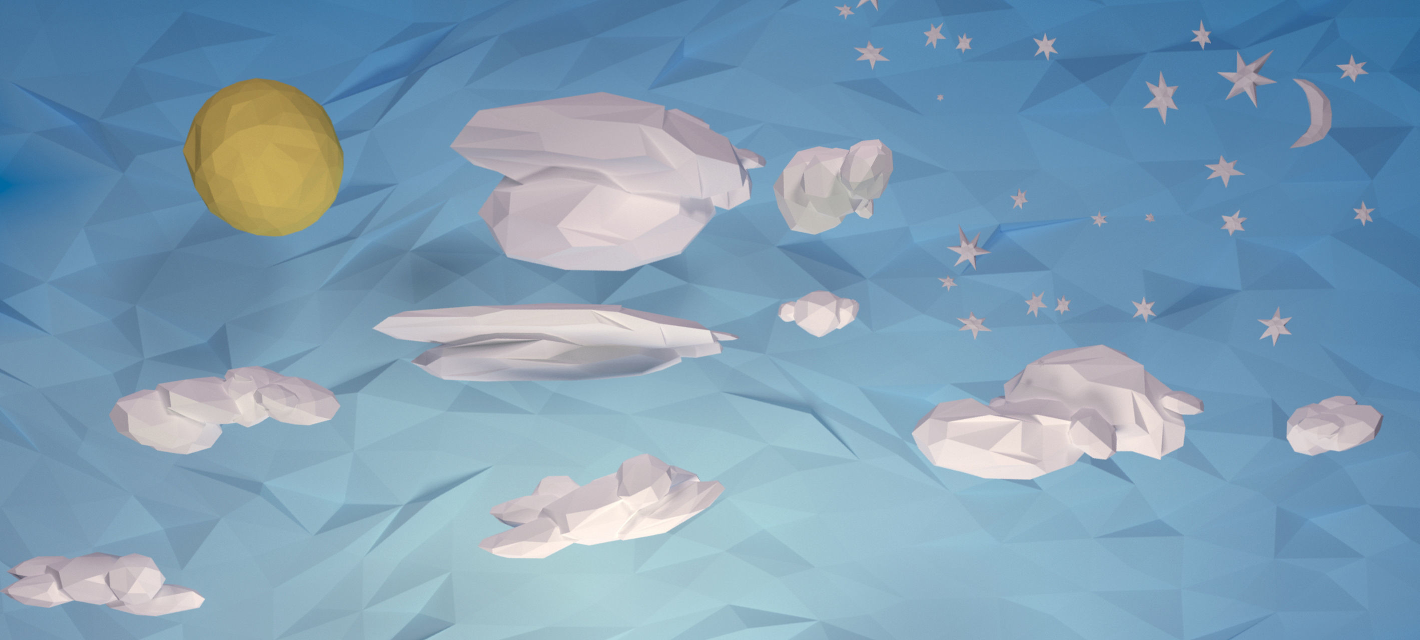3D model Clouds sun moon stars pack VR / AR / low-poly | CGTrader