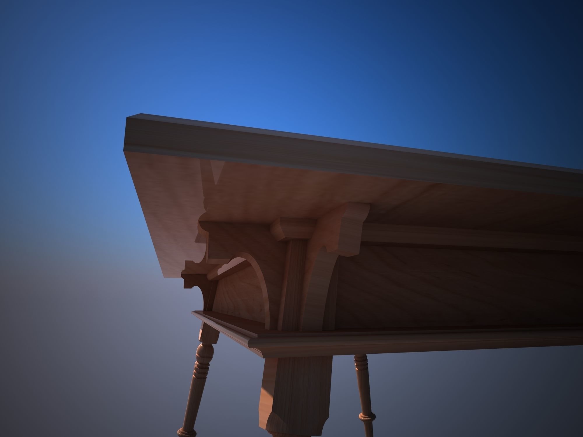 wood table with turned legs 3D model | CGTrader