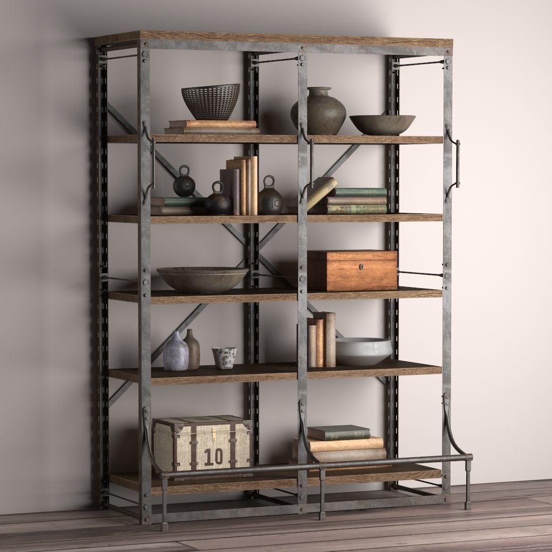 French Library Double Bookcase 3D model | CGTrader