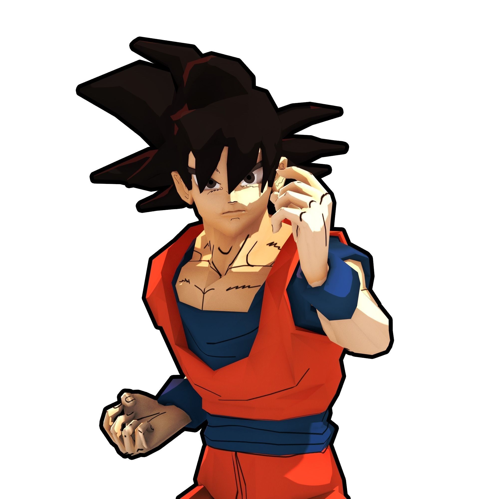 Goku Low poly base form v1 free VR / AR / low-poly 3D model rigged ...