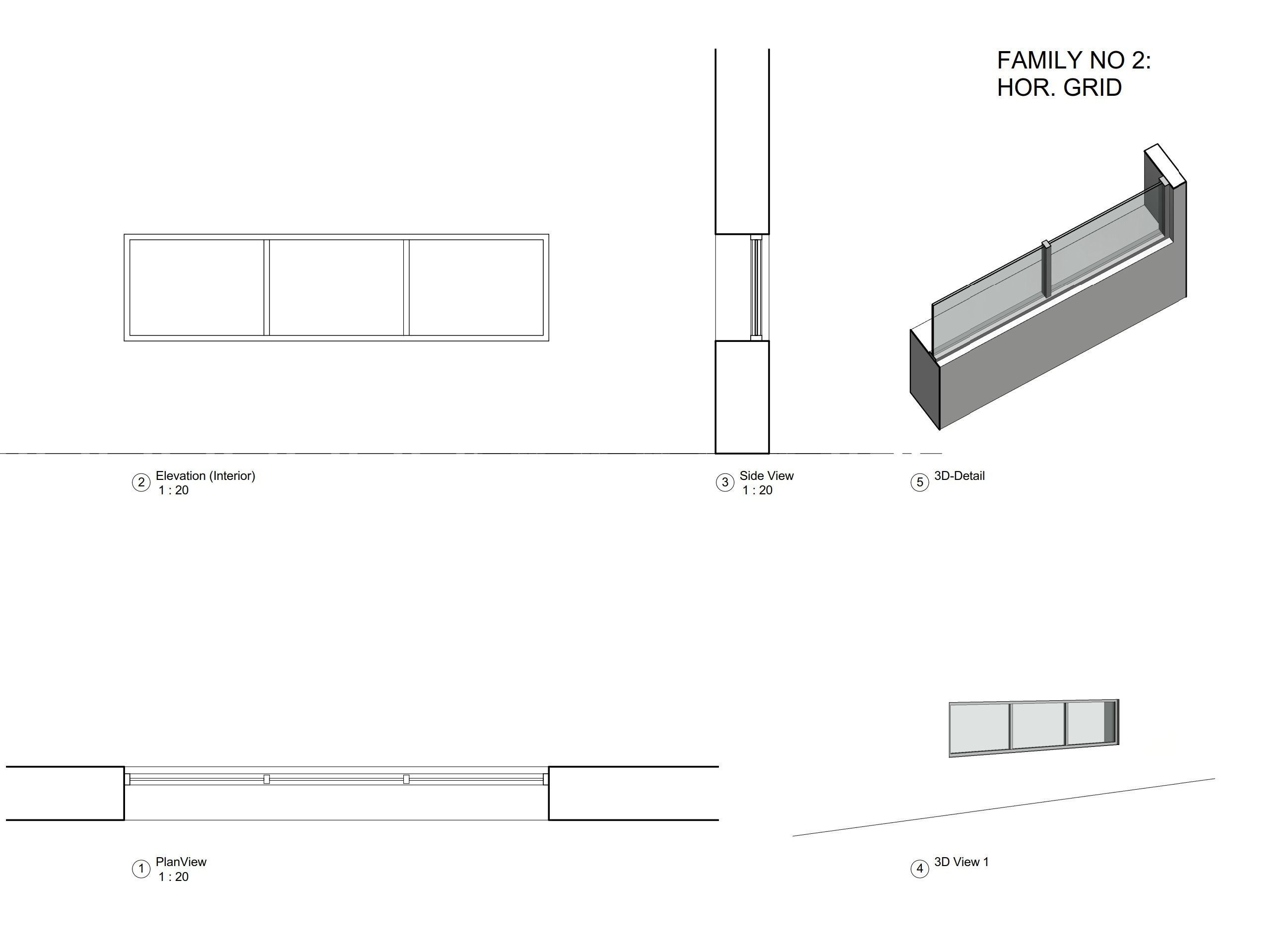 revit parametric picture fixed window families with grid 3D model ...