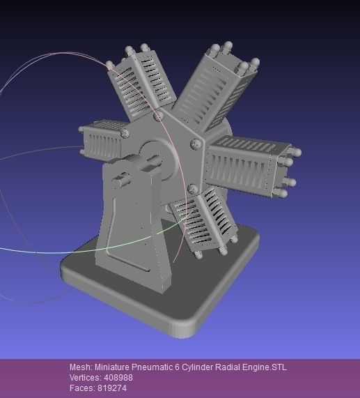 Miniature Pneumatic 6 Cylinder Radial Engine free 3D model animated ...