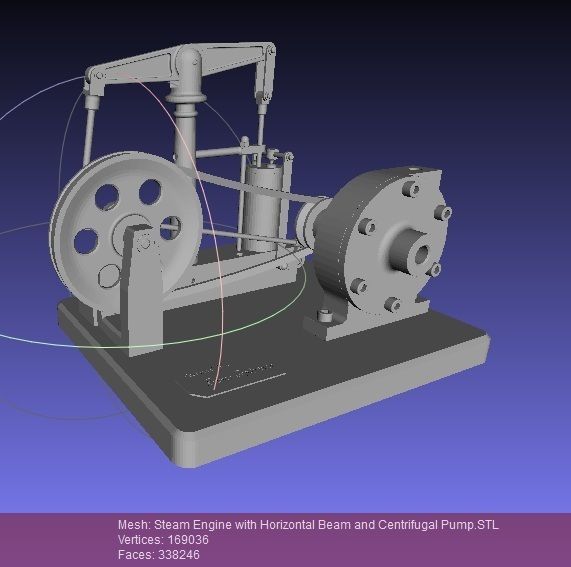 Steam Engine with Horizontal Beam and Centrifugal Pump free 3D model ...