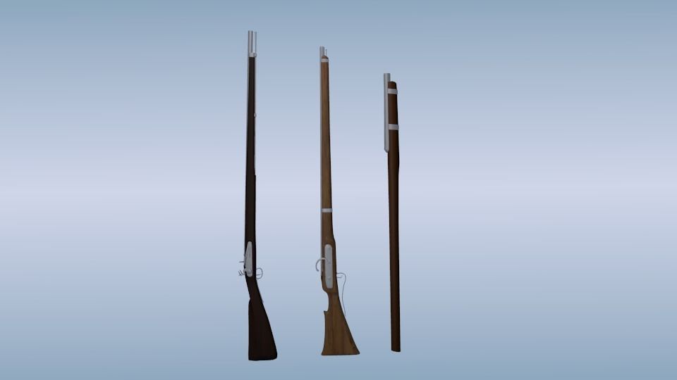 Muskets set three rifles free 3D model | CGTrader