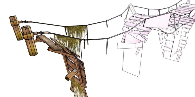 3D model Lowpoly Jungle Bridge VR / AR / low-poly OBJ FBX BLEND ...