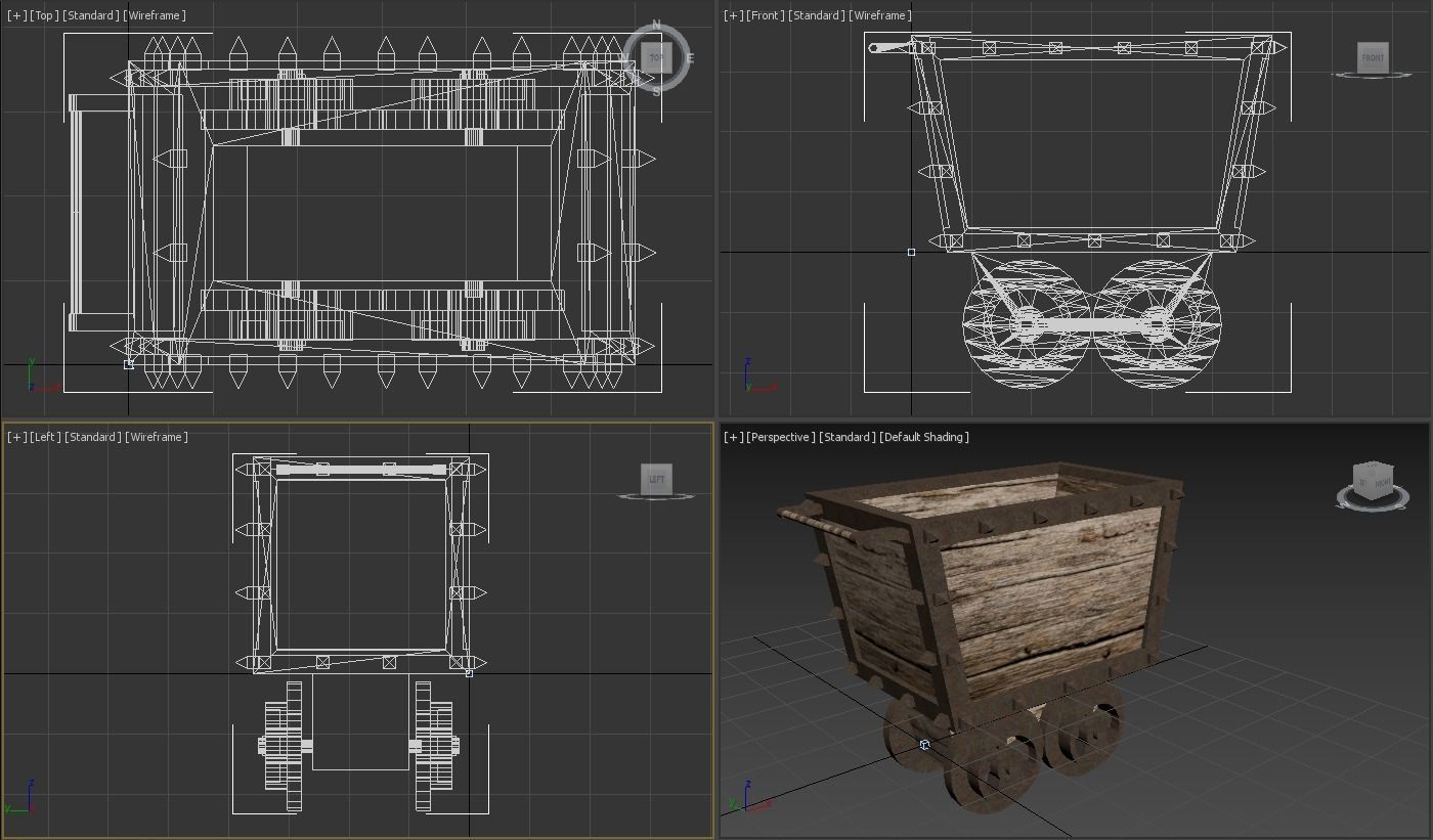 3D model Low Poly Mine Cart VR / AR / low-poly | CGTrader