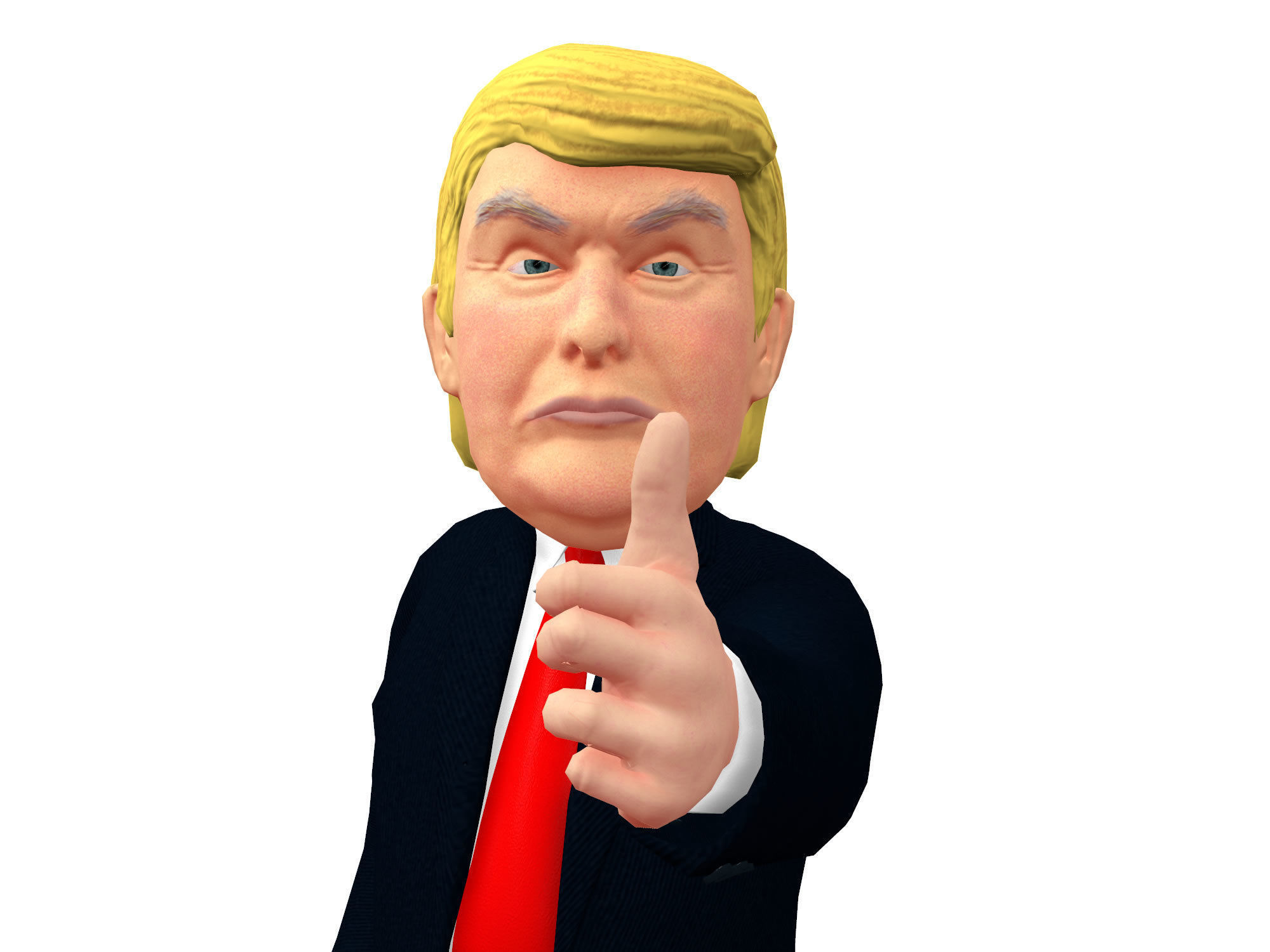 3D model Donald Trump Caricature low poly rigged animated VR / AR / low ...