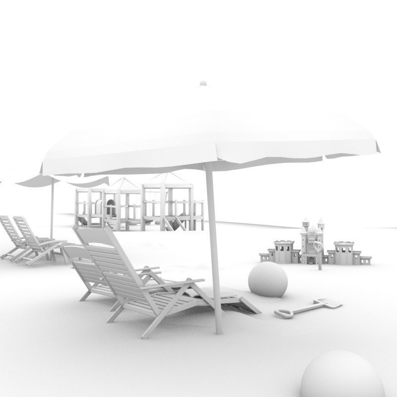Complete Cartoon Beach Scene 3D model | CGTrader