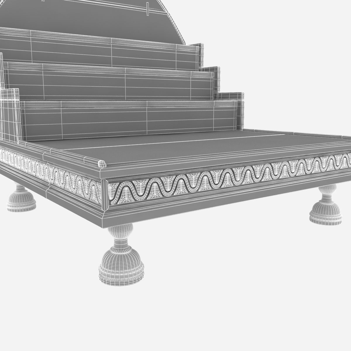 indian antique wooden pooja stand 3D model | CGTrader