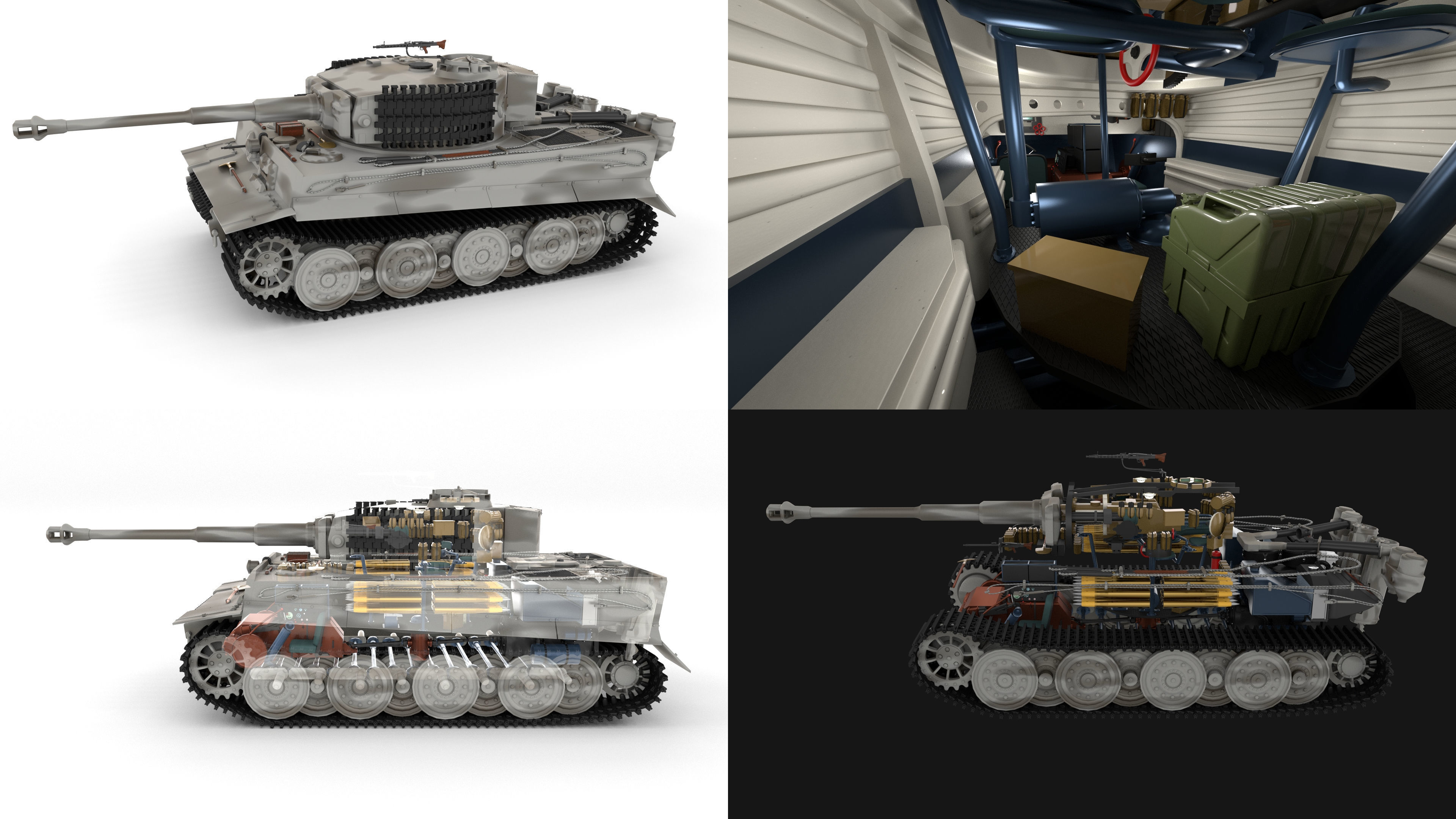 Fully built Panzer Tiger Tank Late 1944 v3 interior and engine 3D model ...