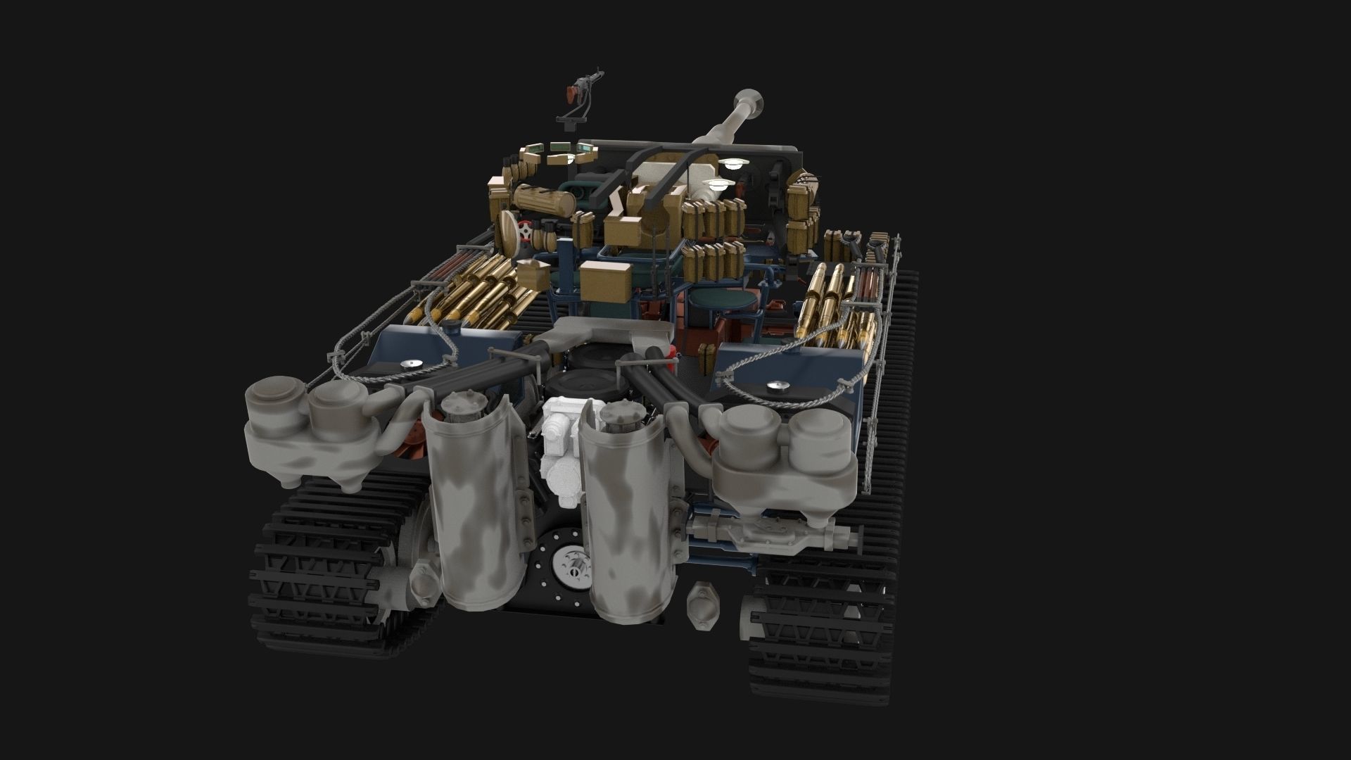 Fully built Panzer Tiger Tank Late 1944 v3 interior and engine 3D model ...