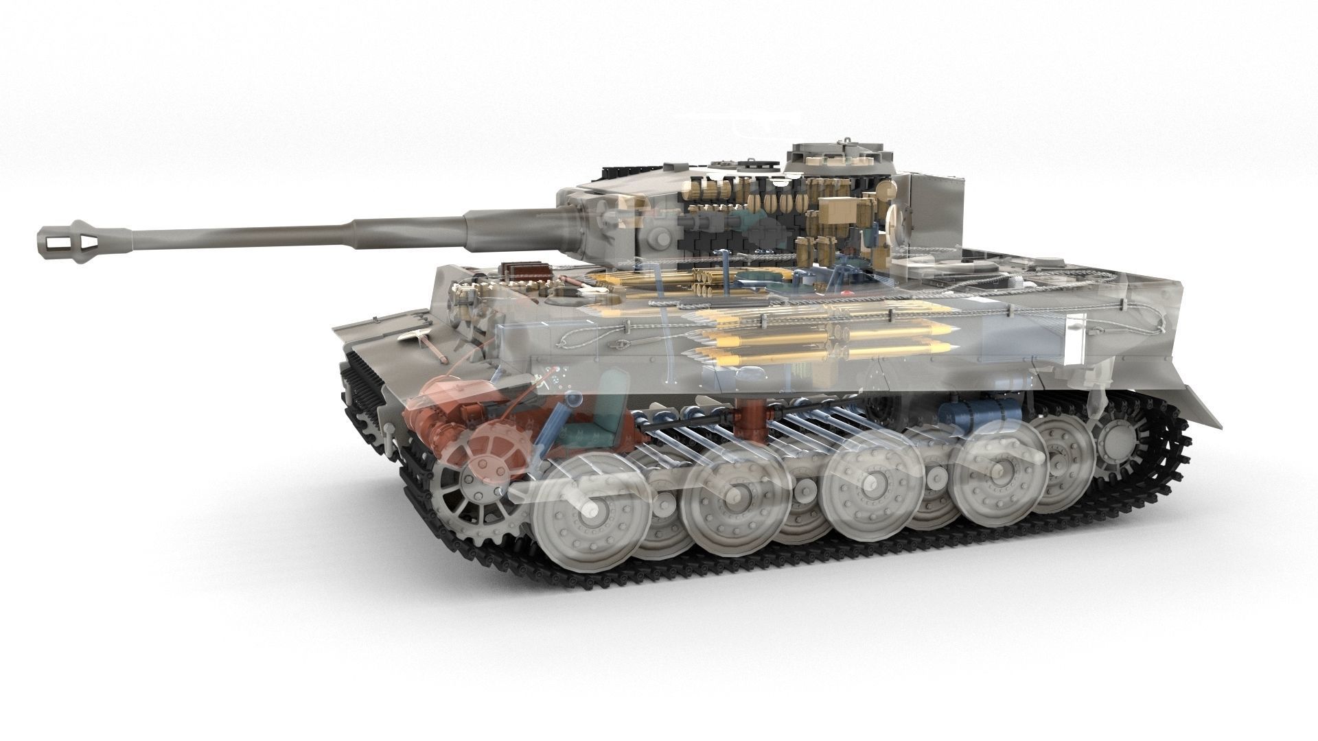 Fully built Panzer Tiger Tank Late 1944 v3 interior and engine 3D model ...