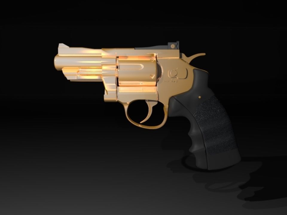 Golden Revolver free 3D model | CGTrader
