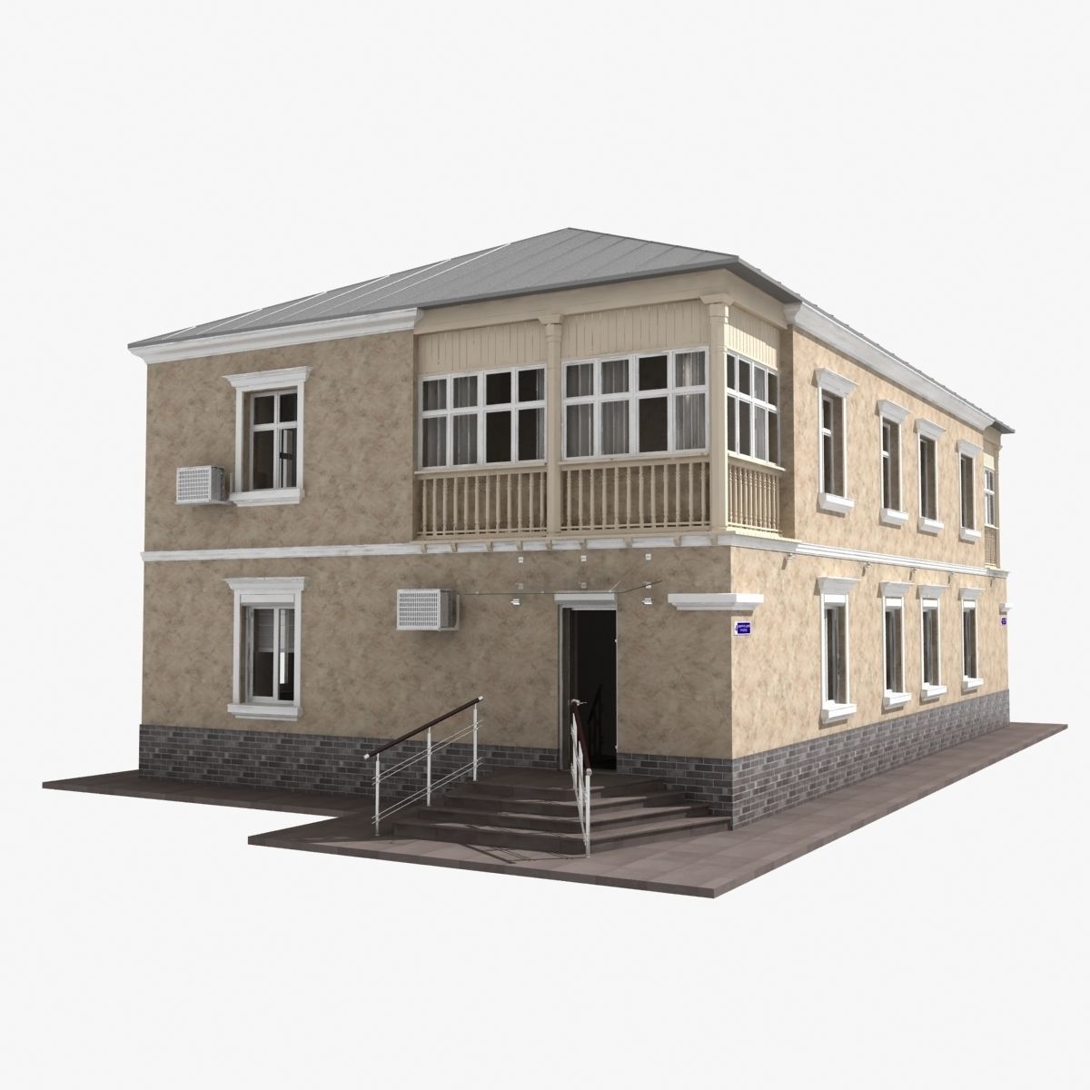 Two storey 1960s soviet historic building 3D model | CGTrader