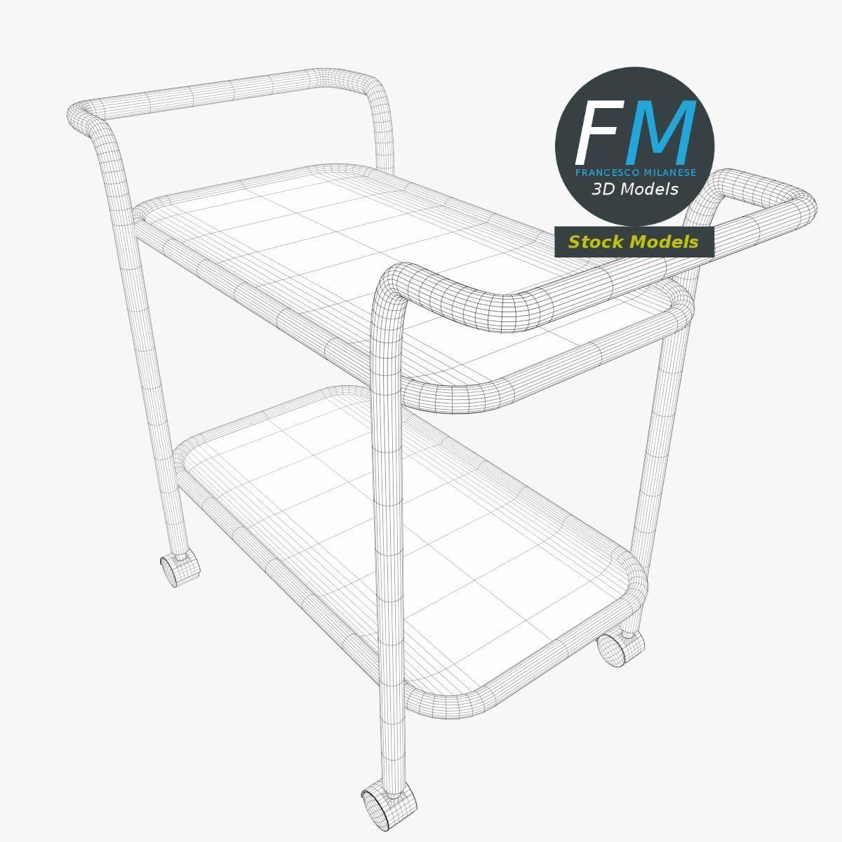 Food beverage trolley cart 3 3D model | CGTrader