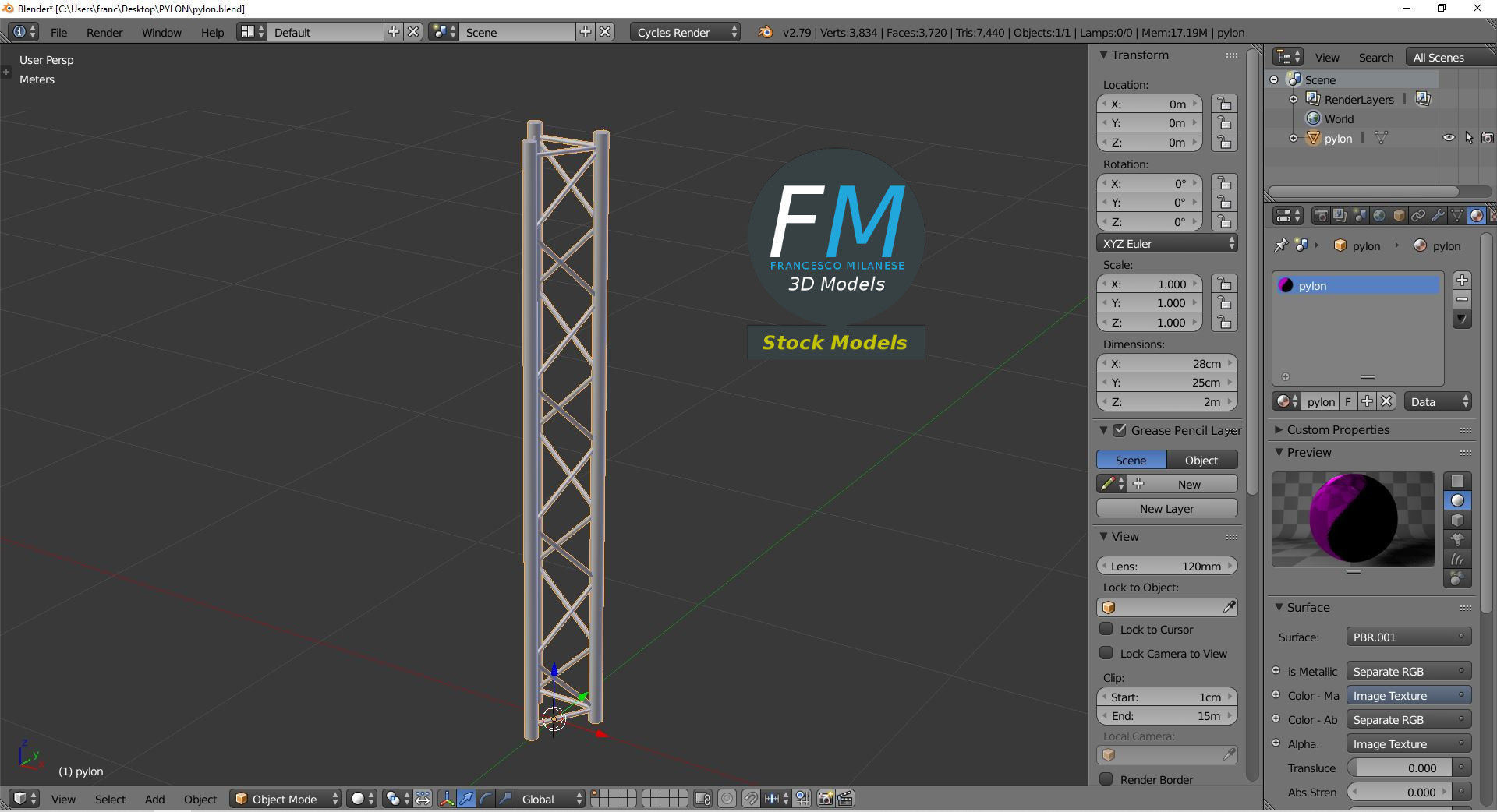 Pylon metal truss 3D model | CGTrader