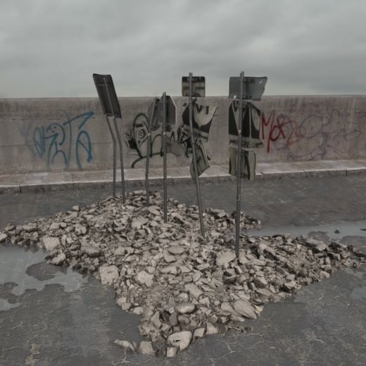destroyed signs 080 am165 3D model | CGTrader