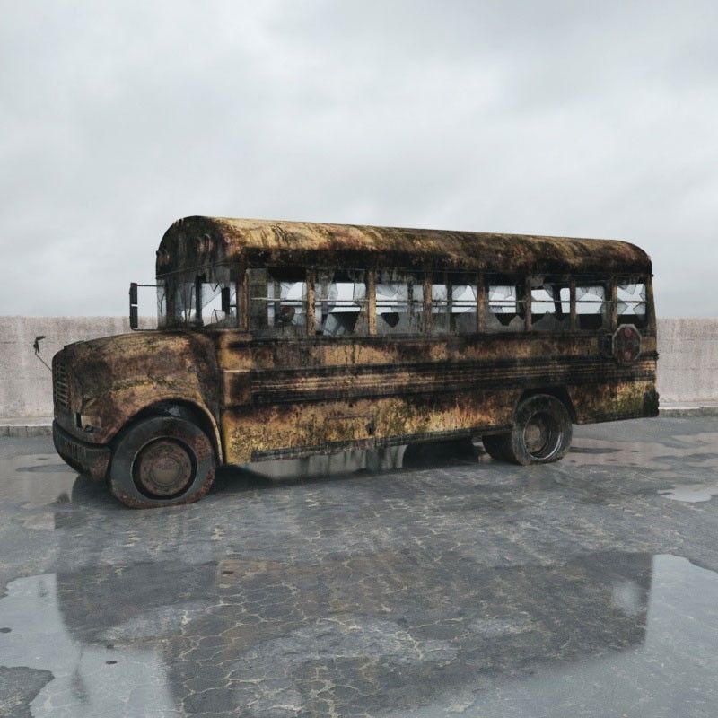 destroyed bus 005 am165 3D model | CGTrader