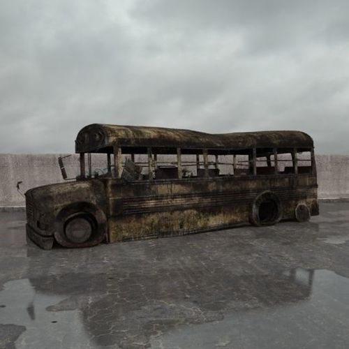 destroyed bus 006 am165 3D model | CGTrader