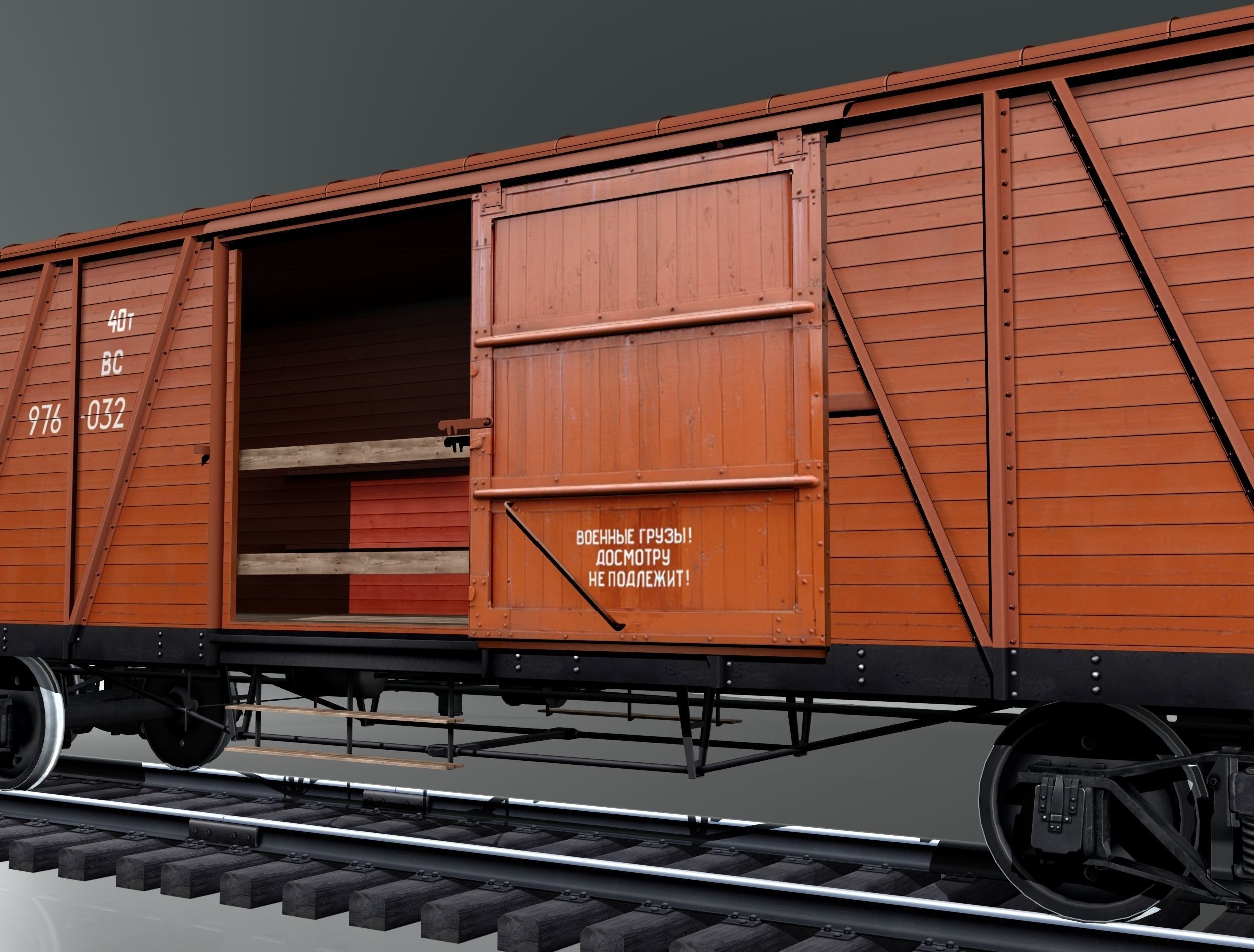 3D model covered boxcar equipped with a hand brake VR / AR / low-poly ...