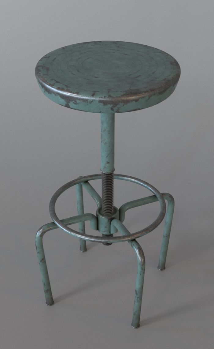 Old green stool 3D model | CGTrader