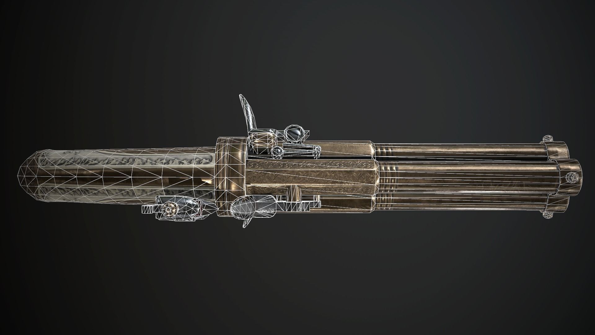 3D model Flintlock Pistol Golden Eagle - Model and Textures VR / AR ...