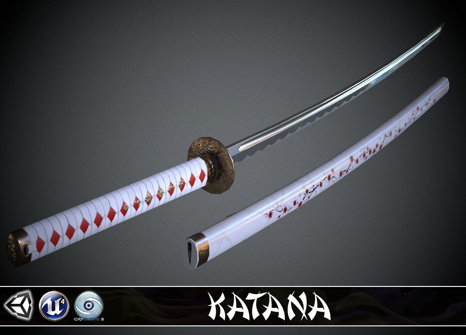 3D model Katana Sakura - model and textures VR / AR / low-poly | CGTrader