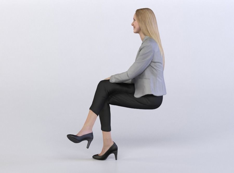 Janna 0507 Woman sitting, leg over the knee 3D model | CGTrader