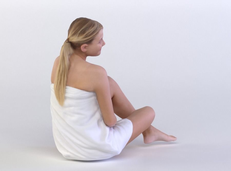 Carina 0227 Woman sitting in a bath towel 3D model | CGTrader