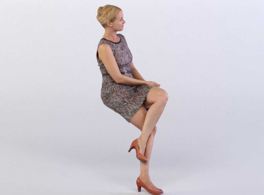 Anna 0039 Woman sitting, leg over a knee 3D model | CGTrader