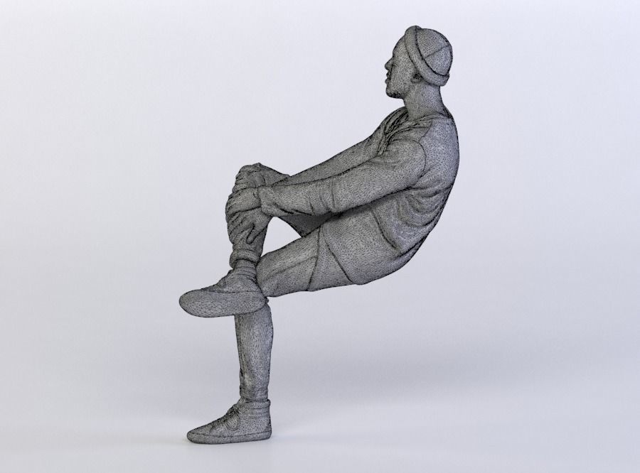 Tyrone 0490 Man sitting, leg over knee 3D model | CGTrader
