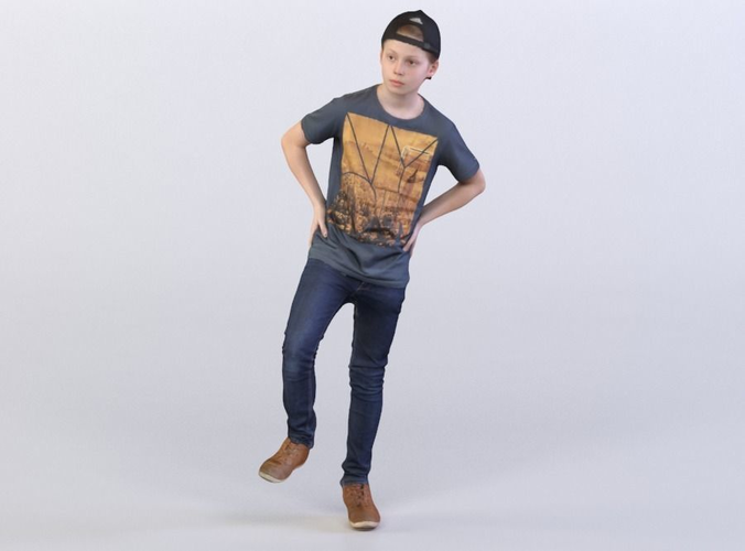 Peter 0009 Child Standing Arms on the Hips One Leg On a Ball 3D model ...