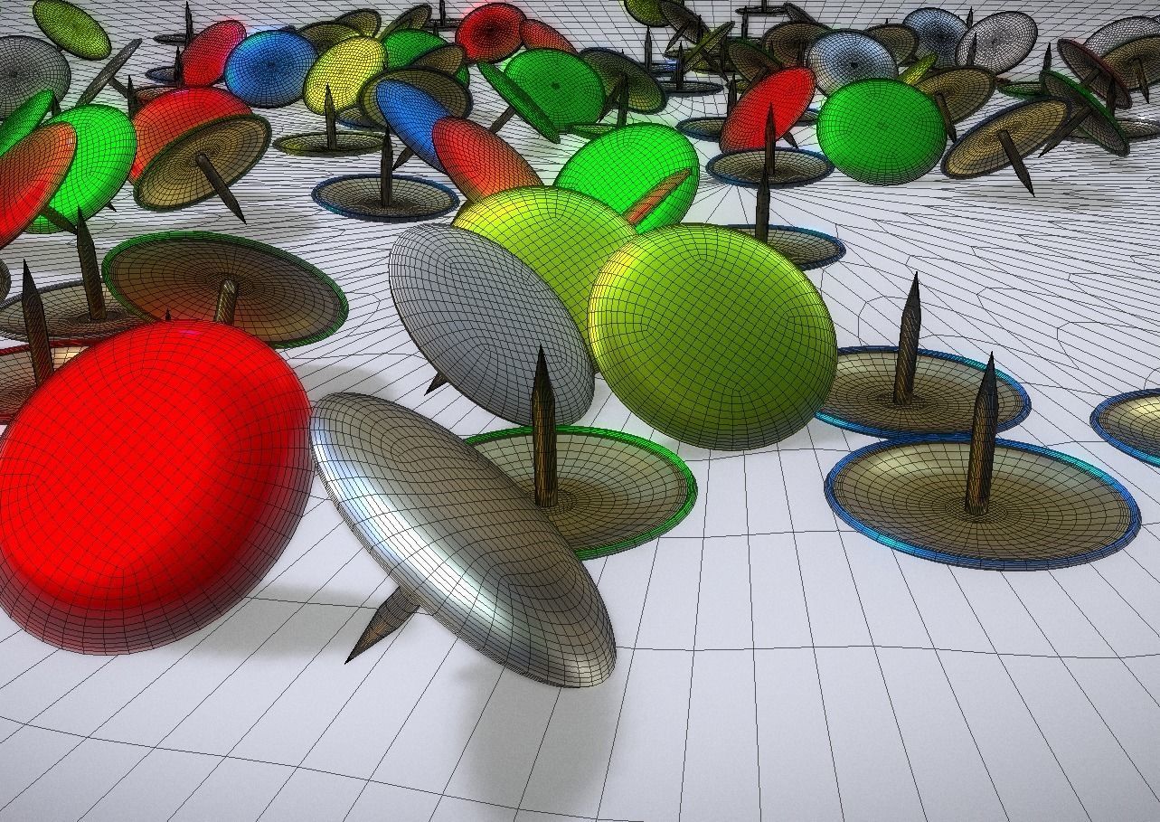Thumbtacks metal nail 3D model | CGTrader